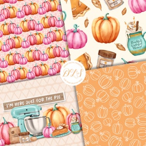 THANKSGIVING Digital Paper, Pumpkin Pie Digital Paper, Thanksgiving ...