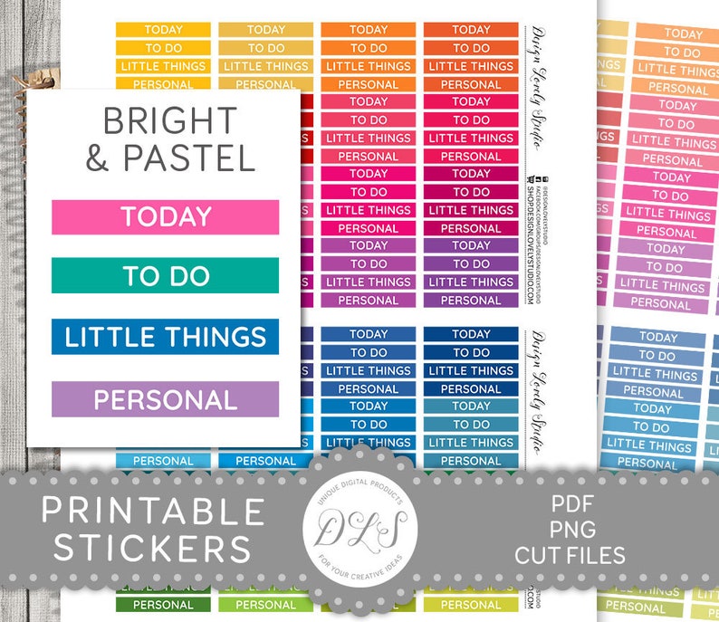 Multicolor Header Planner Stickers Printable Header Planner | Etsy