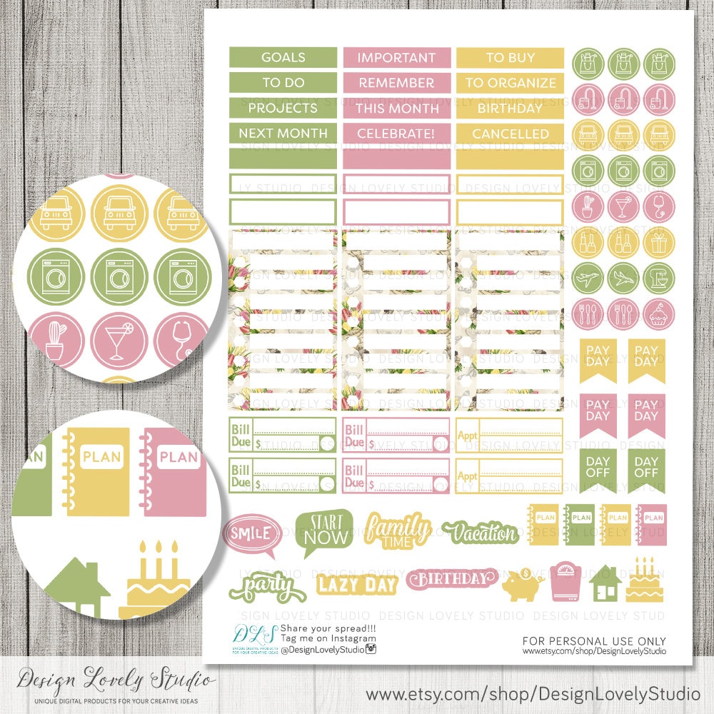 Big Happy Planner April Stickers Kit April Monthly Printable - Etsy