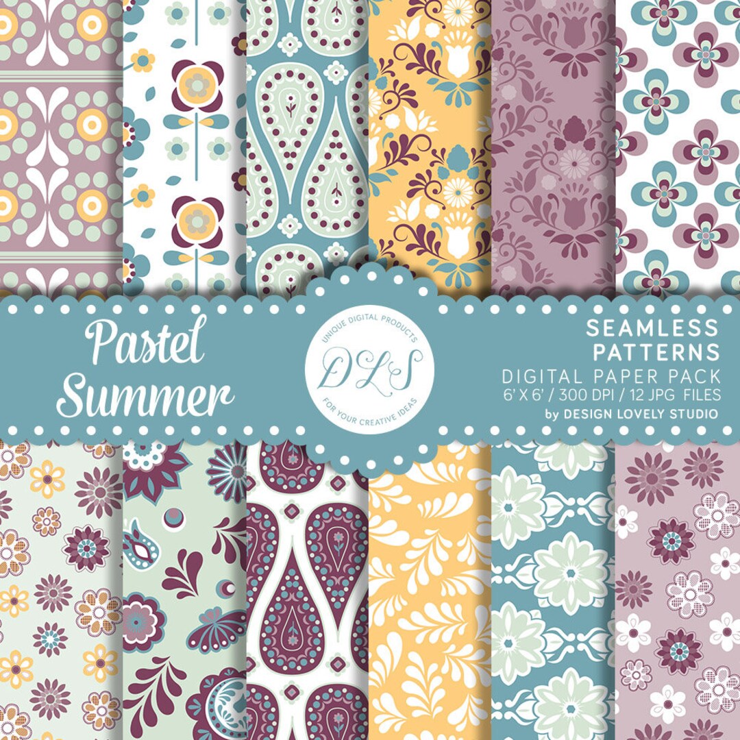 Pastel Floral Digital Paper, Boho Digital Paper, Paisley Digital Paper ...