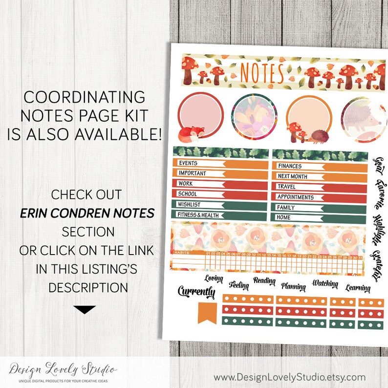 Monthly Planner Printable Stickers Fall Planner Kit Monthly | Etsy