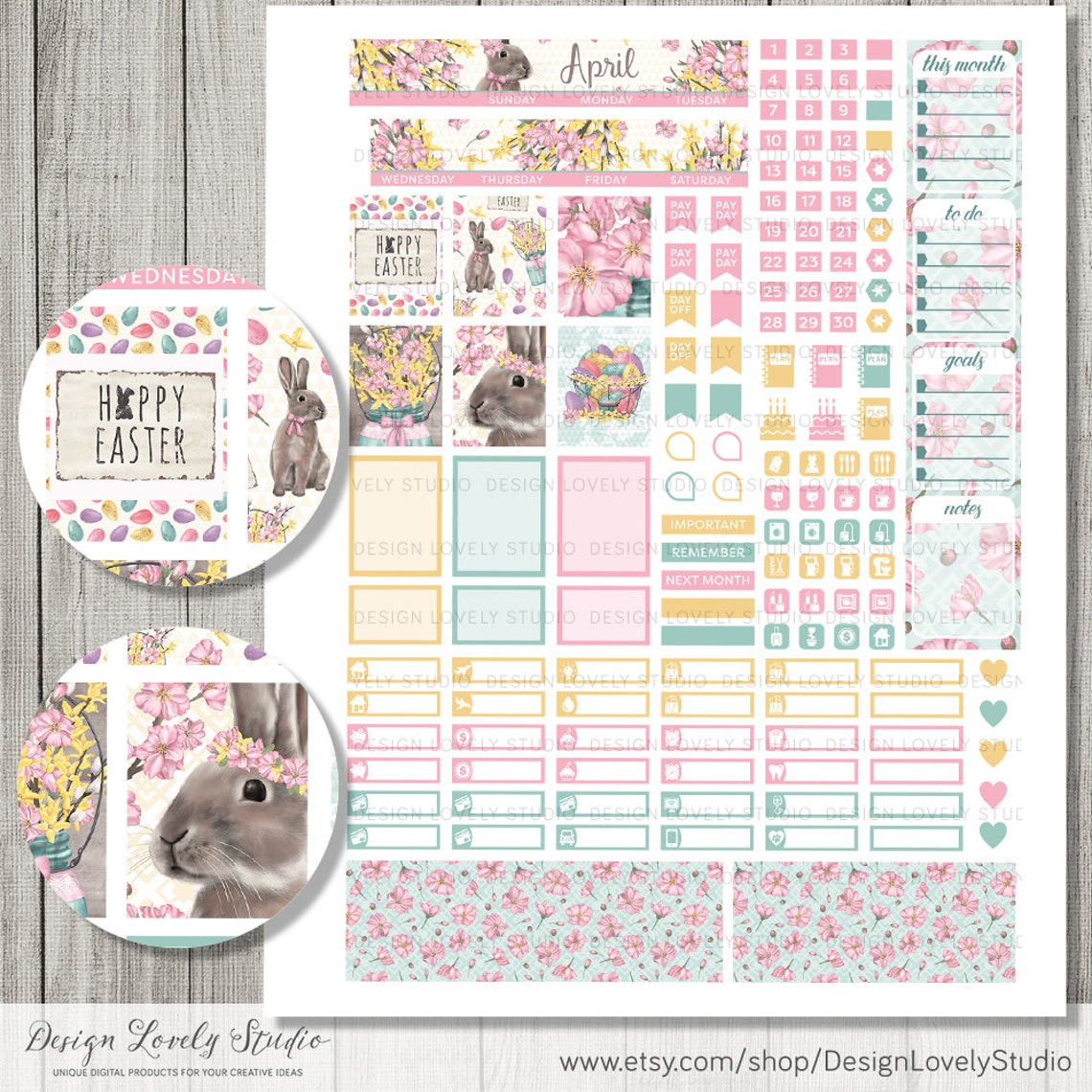 Mini Happy Planner APRIL Stickers Kit, Printable APRIL Monthly Kit ...
