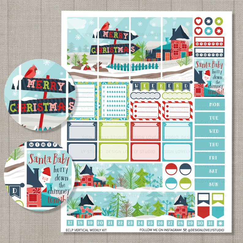 Christmas Planner Stickers Winter Planner Kit Weekly - Etsy