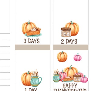 Printable THANKSGIVING Countdown Stickers, Thanksgiving Scrapbook ...