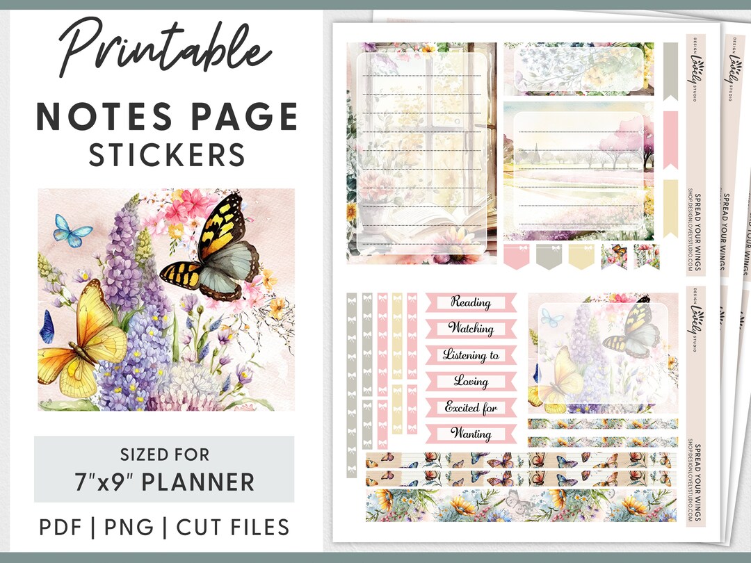 Printable Notes Page Kit, Spring Planner Stickers, Summer Planner ...