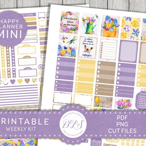 SPRING Planner Kit, Mini Happy Planner Weekly Stickers Kit, Printable ...