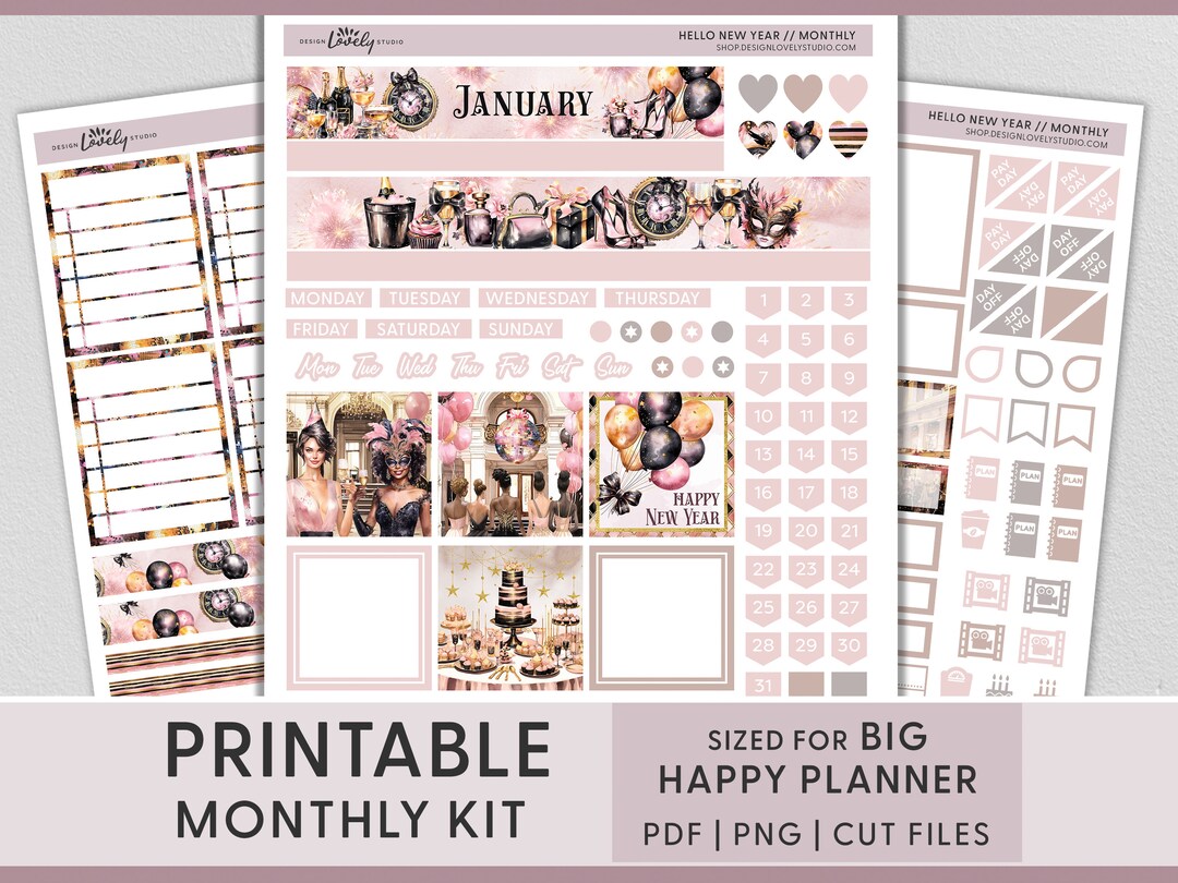 January Monthly Sticker Kit, January Planner Stickers, January Monthly ...