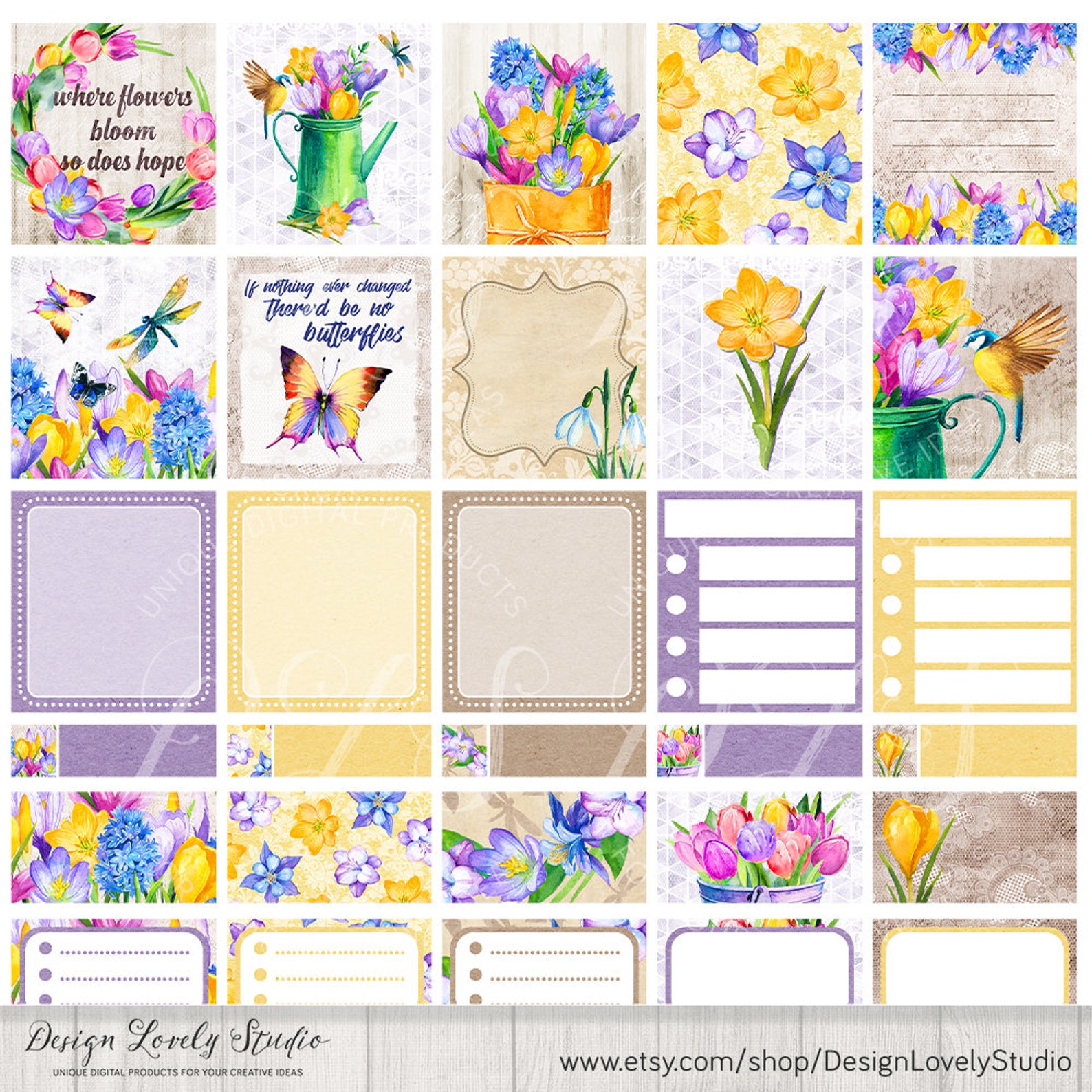 FLORAL Planner Stickers Spring Floral Planner Stickers | Etsy