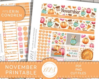 Printable NOVEMBER Monthly Stickers Kit Fits Erin Condren | Etsy