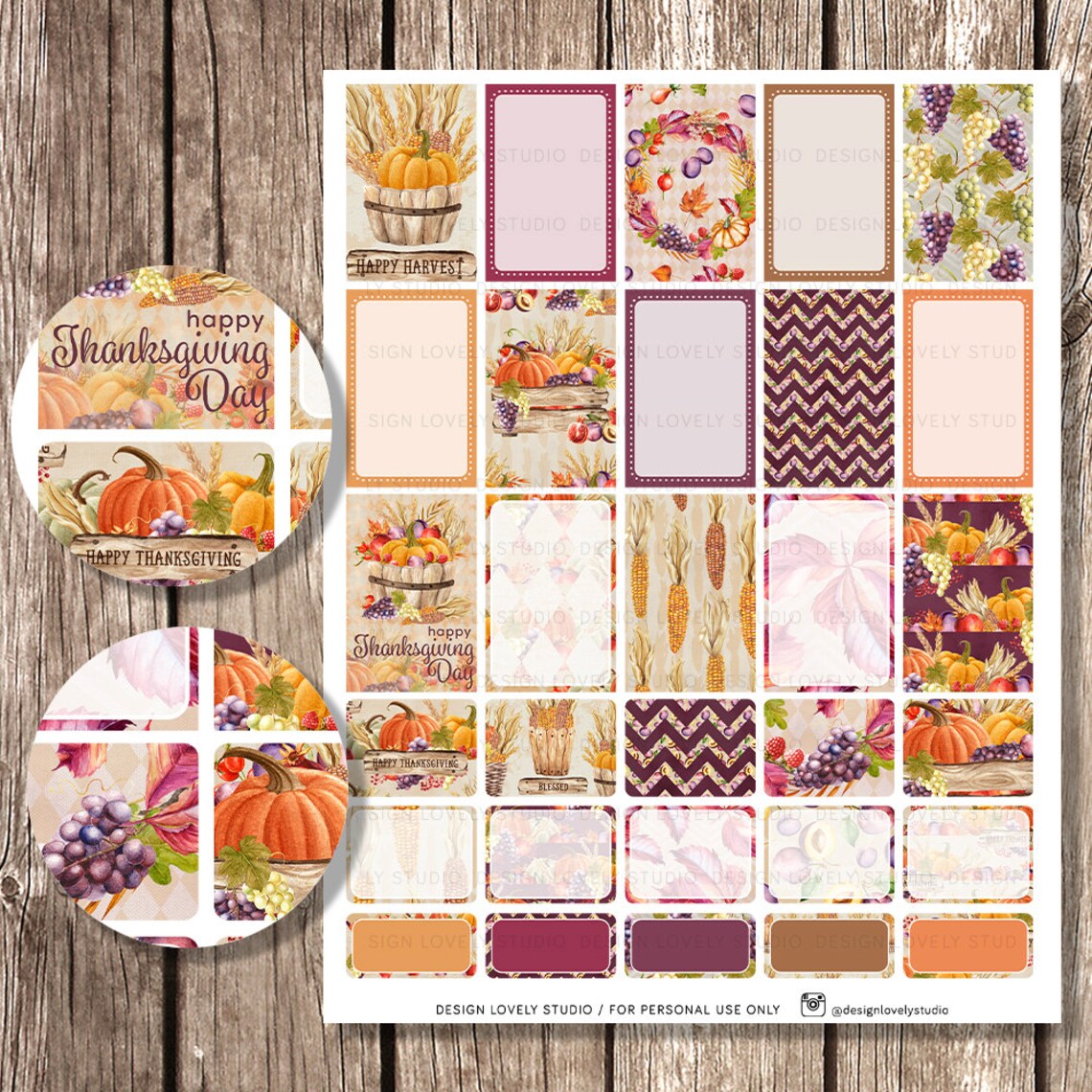 Thanksgiving HAPPY PLANNER Thanksgiving Sticker Kit - Etsy