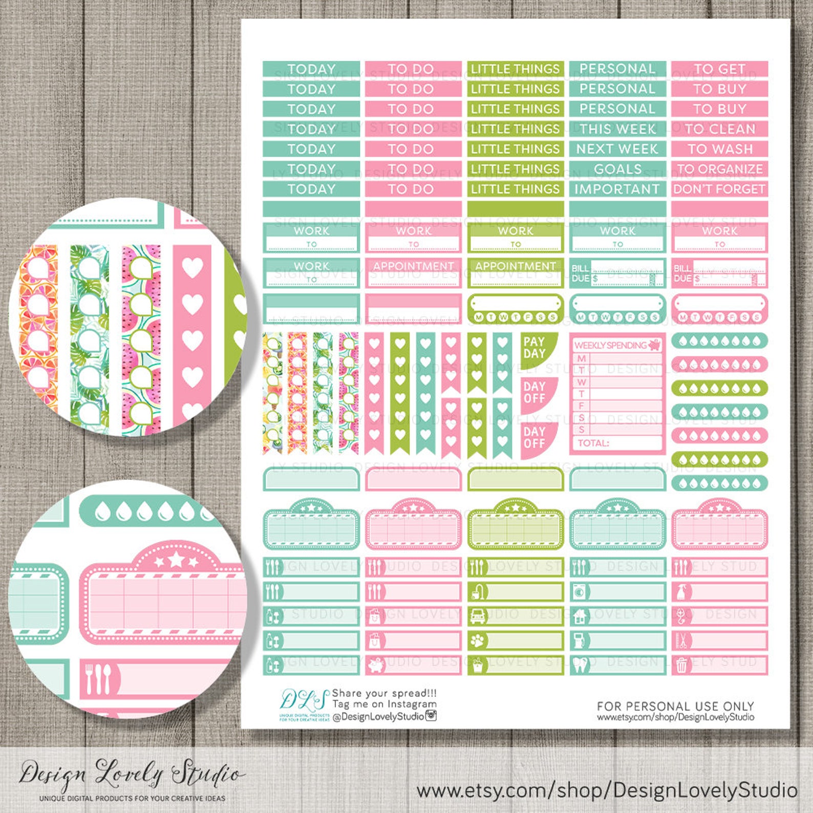 Printable Weekly Stickers Kit for Erin Condren Tropical | Etsy