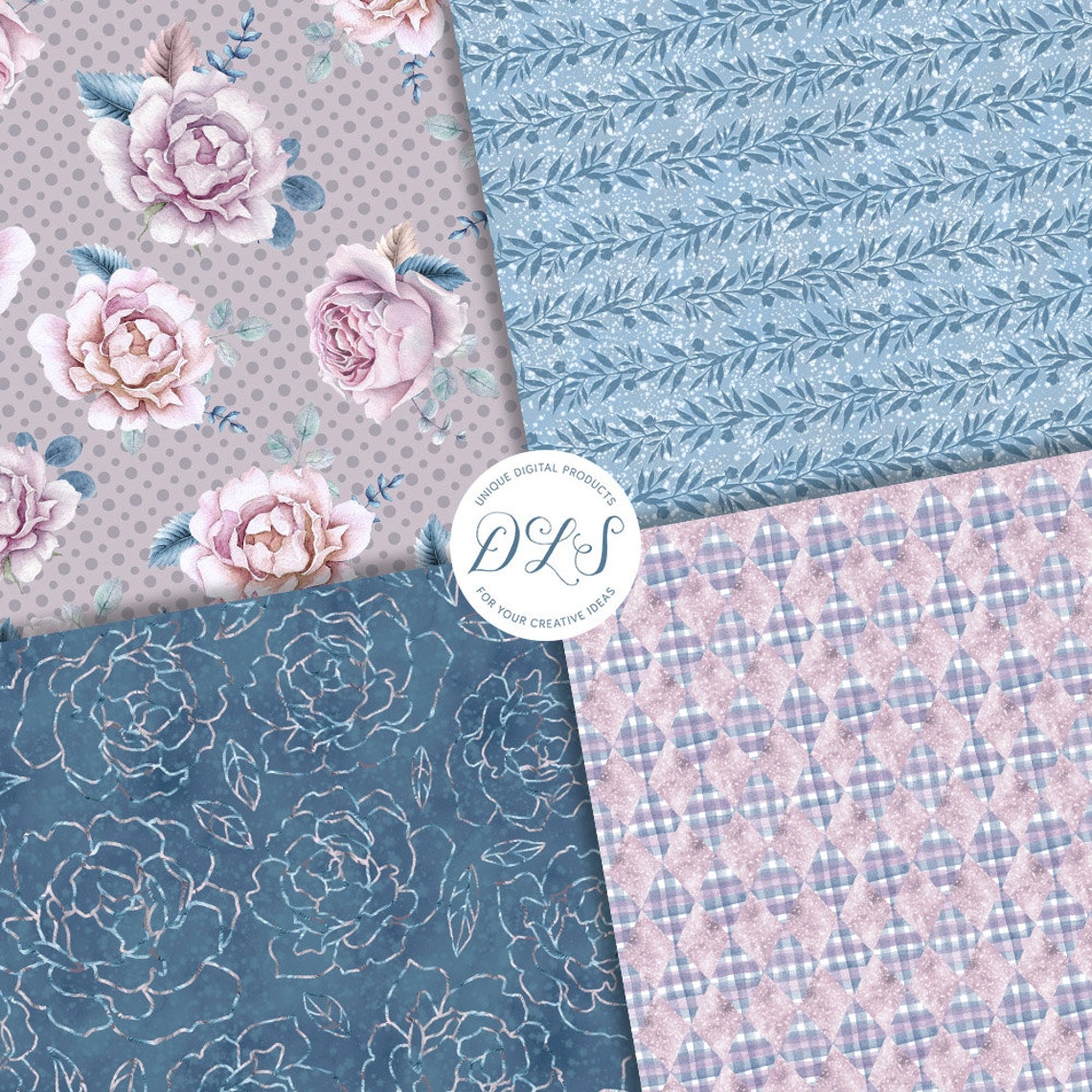 Seamless Floral Digital Paper Roses Digital Paper Rose - Etsy