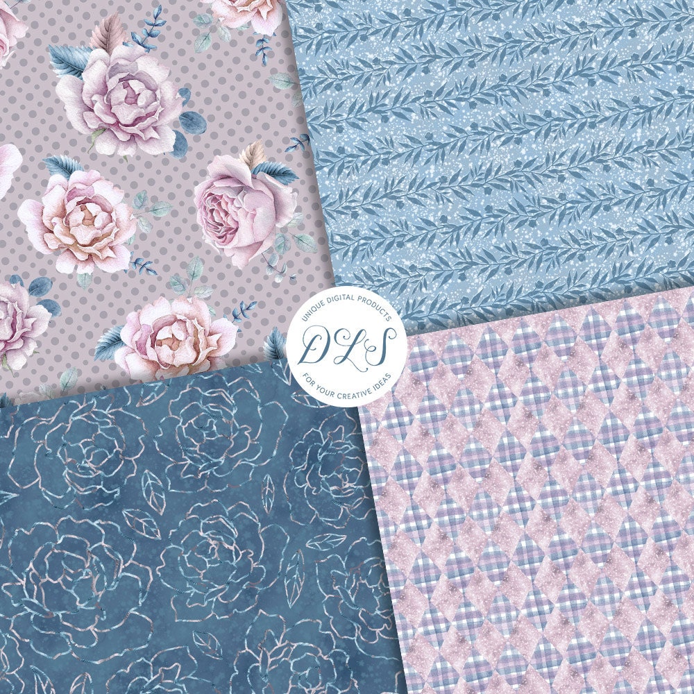 Seamless Floral Digital Paper Roses Digital Paper Rose - Etsy