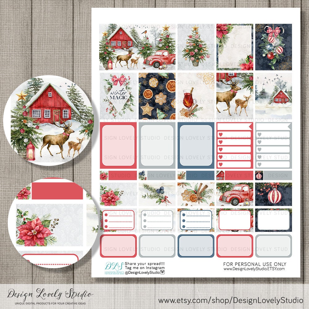 CHRISTMAS Planner Stickers Printable Stickers Weekly Sticker | Etsy