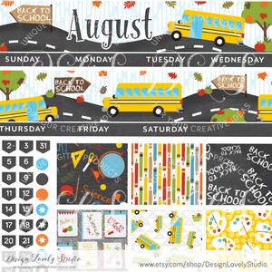 Back to School Planner Stickers Kit, August Monthly Kit for Erin ...