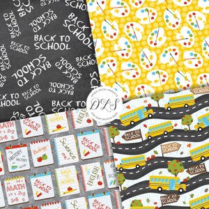 Back to School Digital Paper, School Backgrounds, Chalkboard Doddles ...