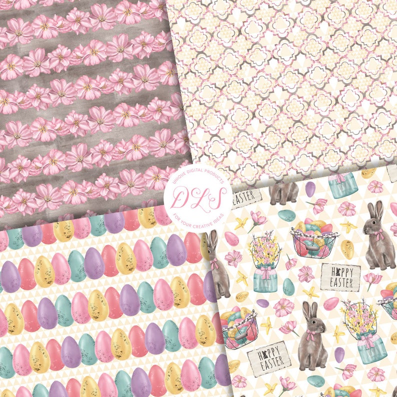 Easter Digital Paper Pack, Easter Digital Background, Bunny Digital ...