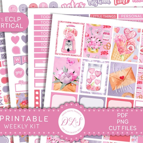 Printable VALENTINE'S DAY Planner Stickers Kit February - Etsy