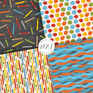Back to School Digital Paper, School Backgrounds, Chalkboard Doddles ...