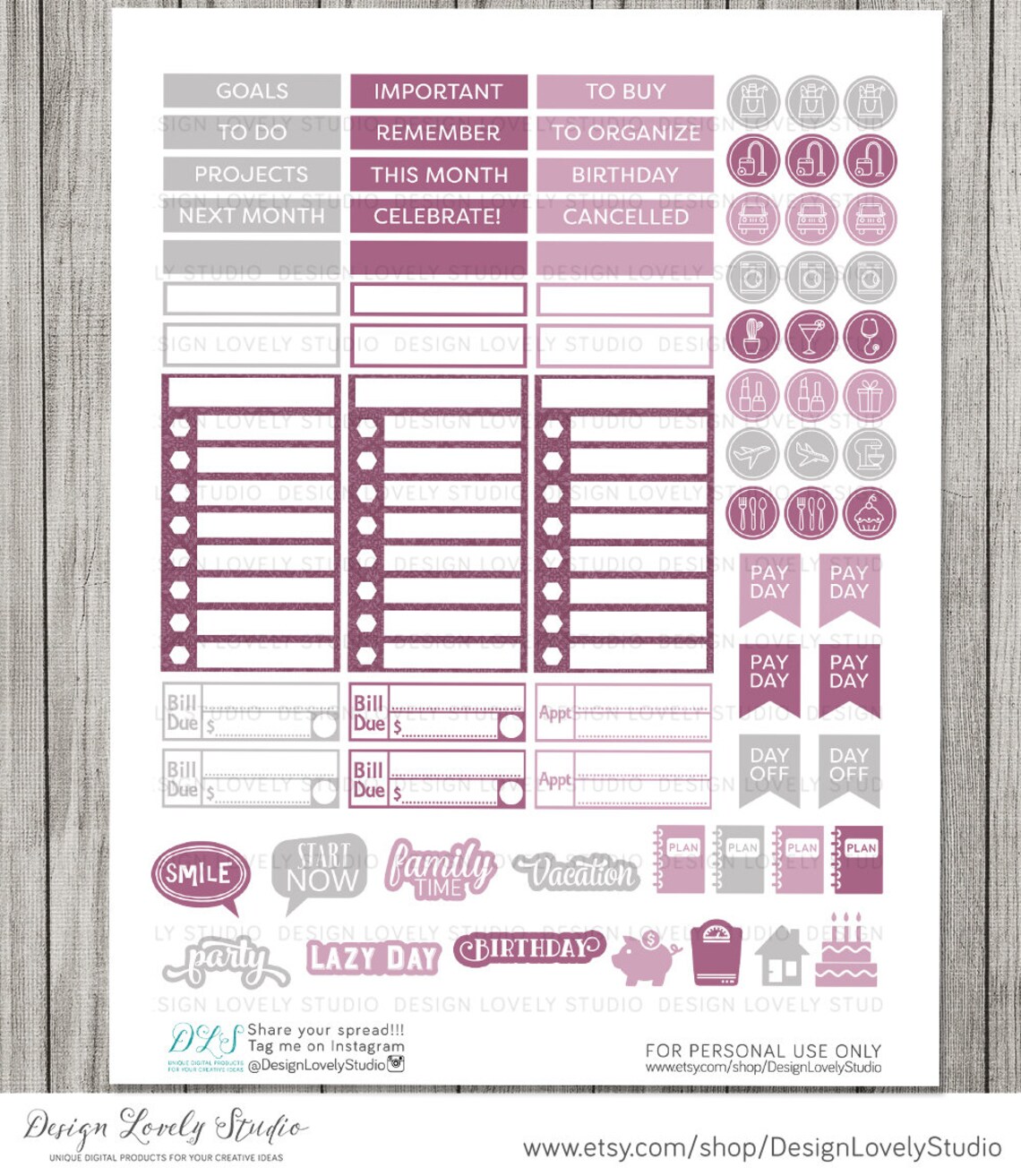 Big Happy Planner Printable Stickers, Floral Planner Stickers Printable ...