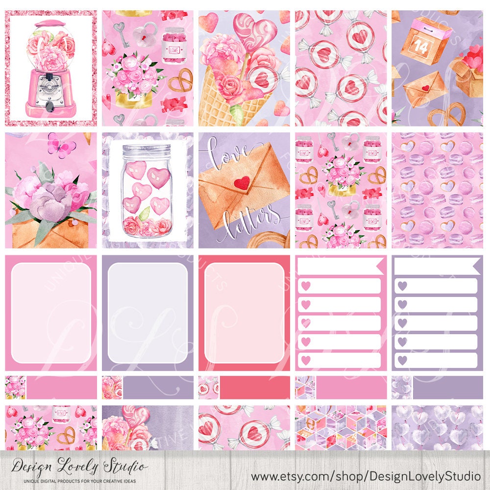 Printable VALENTINE'S DAY Planner Stickers Kit February | Etsy