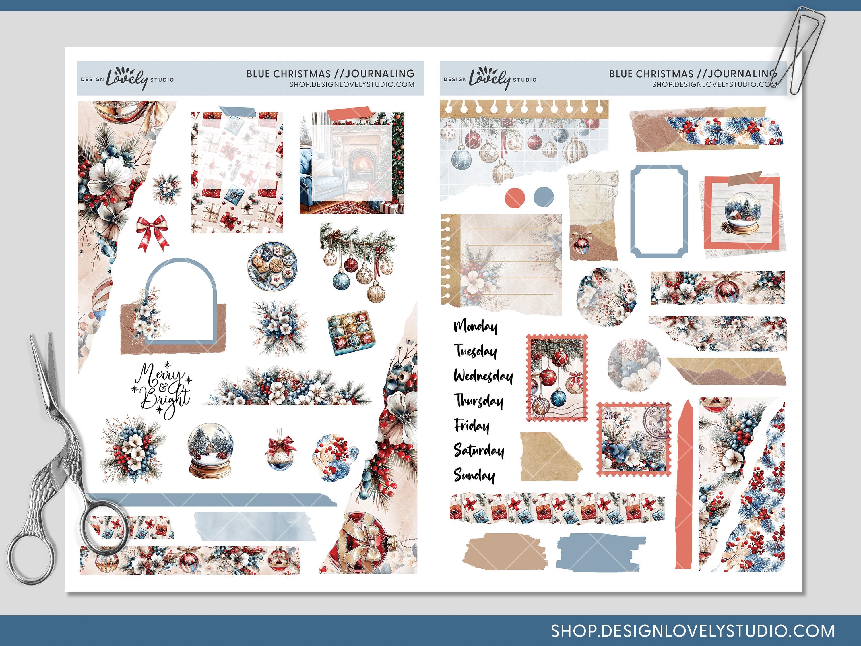 Printable Christmas Journaling Sticker Kit, Christmas Deco Stickers ...