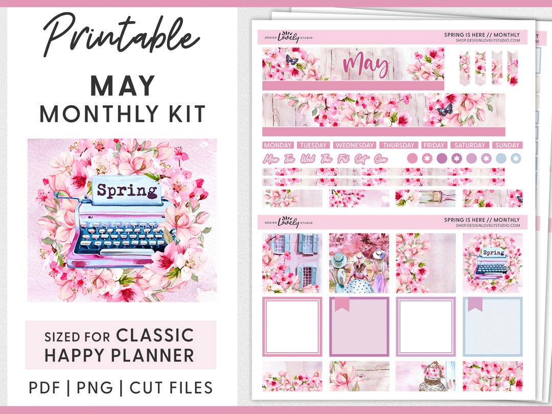 May Planner Stickers, Happy Planner Monthly Stickers, Spring Planner ...