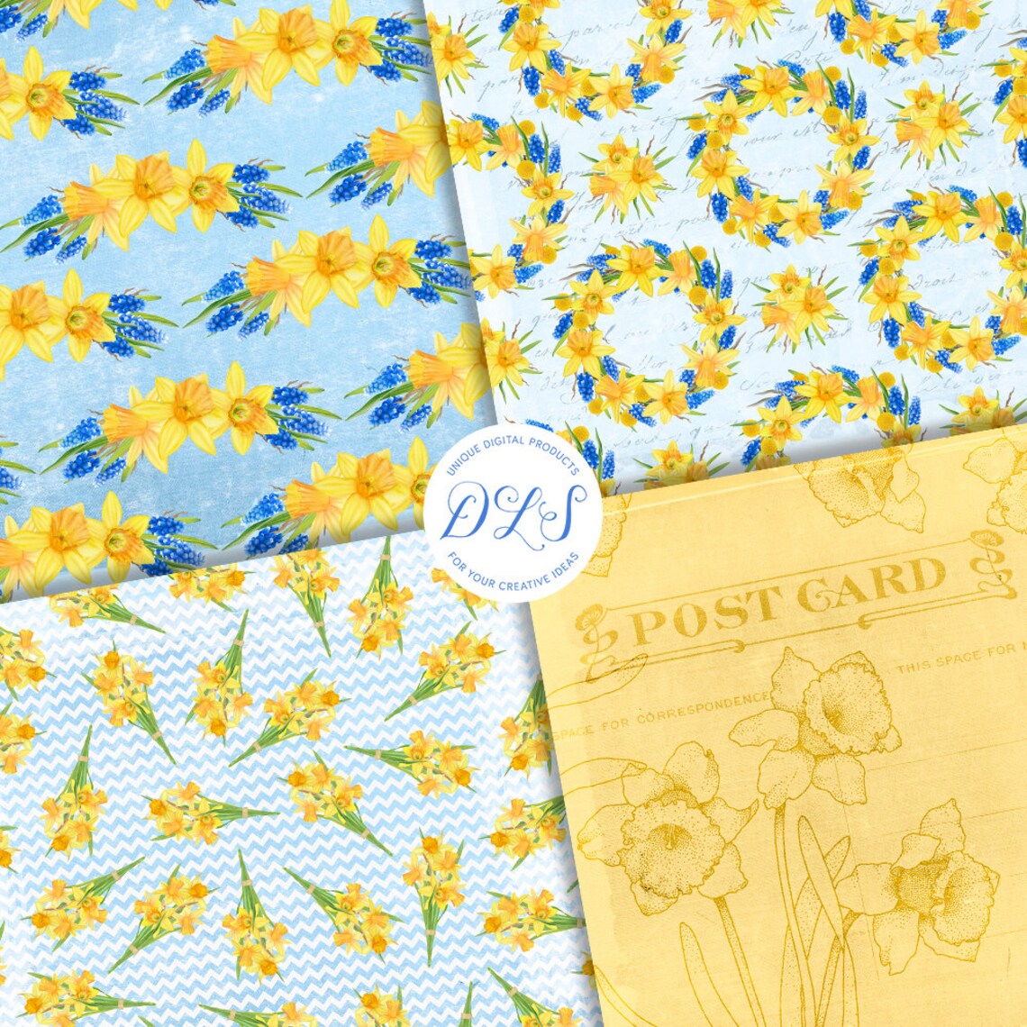 Yellow Flowers Digital Paper Spring Digital Paper Pack | Etsy