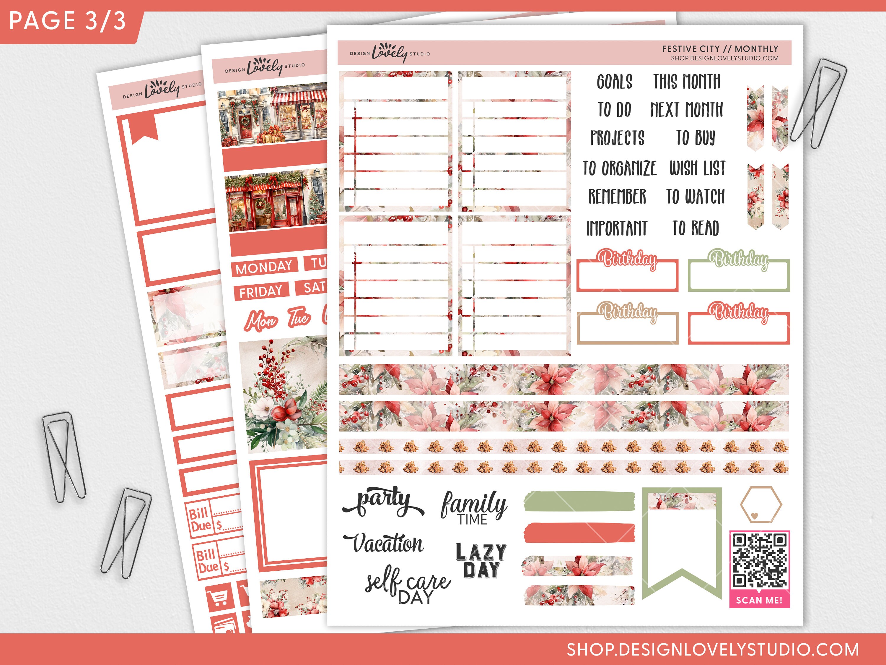 December Monthly Sticker Kit, December Planner Stickers, Christmas ...
