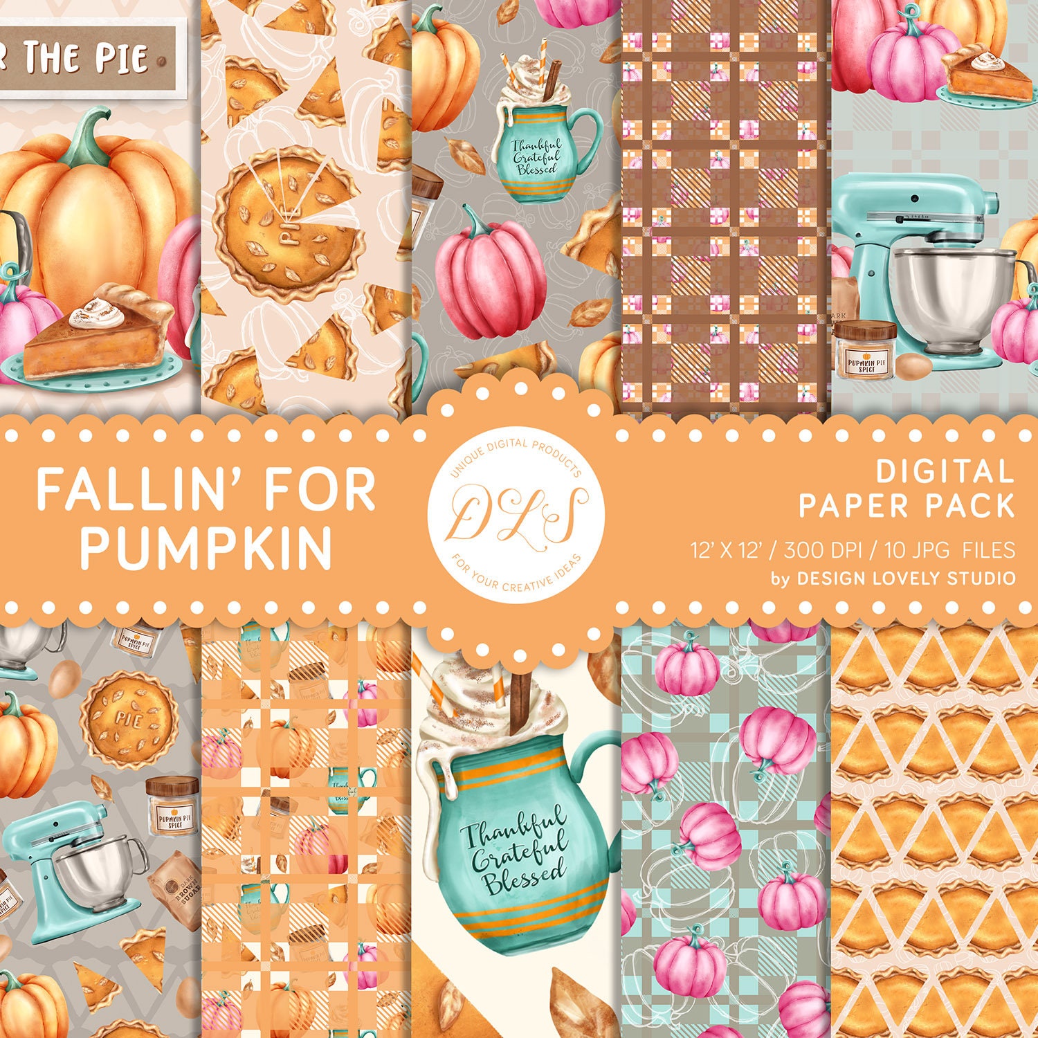THANKSGIVING Digital Paper Pumpkin Pie Digital Paper - Etsy
