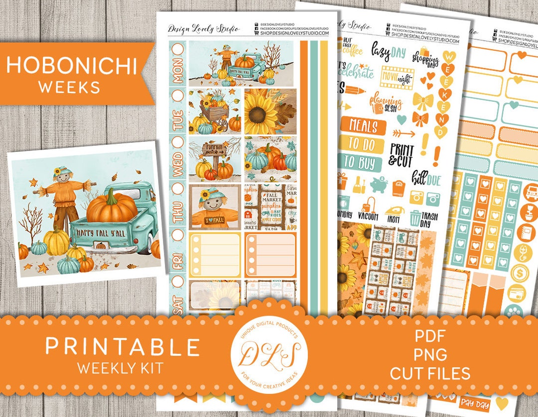 Printable FALL Planner Stickers, HOBONICHI Weeks Stickers Kit ...
