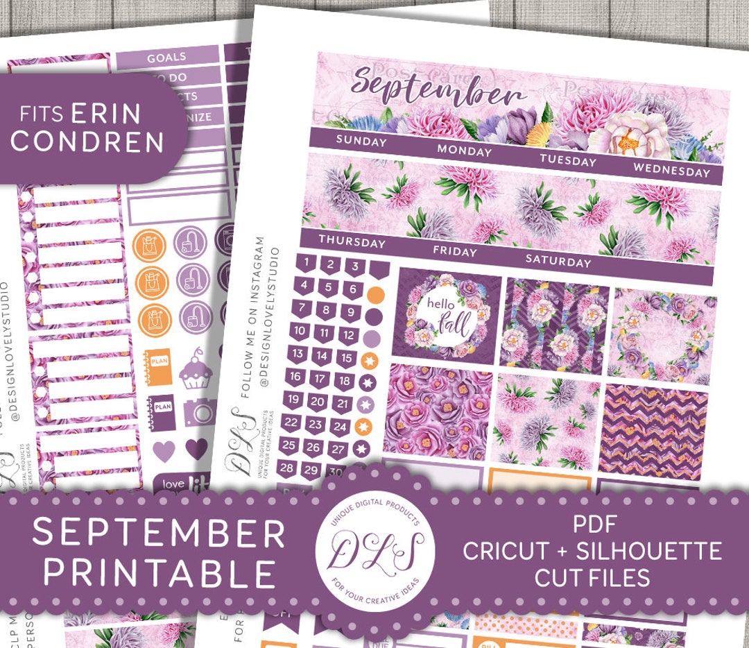 Printable September Monthly Kit, September Monthly Planner Stickers ...