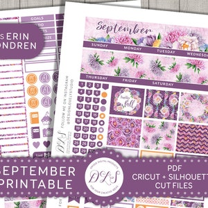 Printable September Monthly Kit, September Monthly Planner Stickers ...