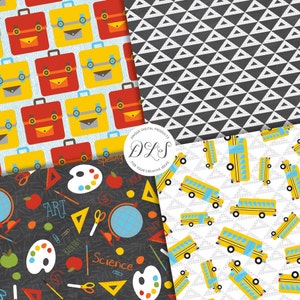 Back to School Digital Paper, School Backgrounds, Chalkboard Doddles ...