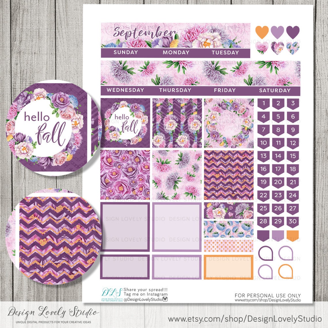 Big Happy Planner September Kit, September Monthly Printable, September ...