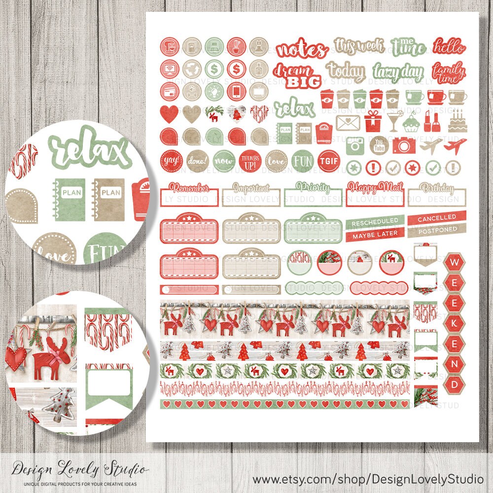 CHRISTMAS Planner Stickers Kit Printable Weekly Kit Fits - Etsy