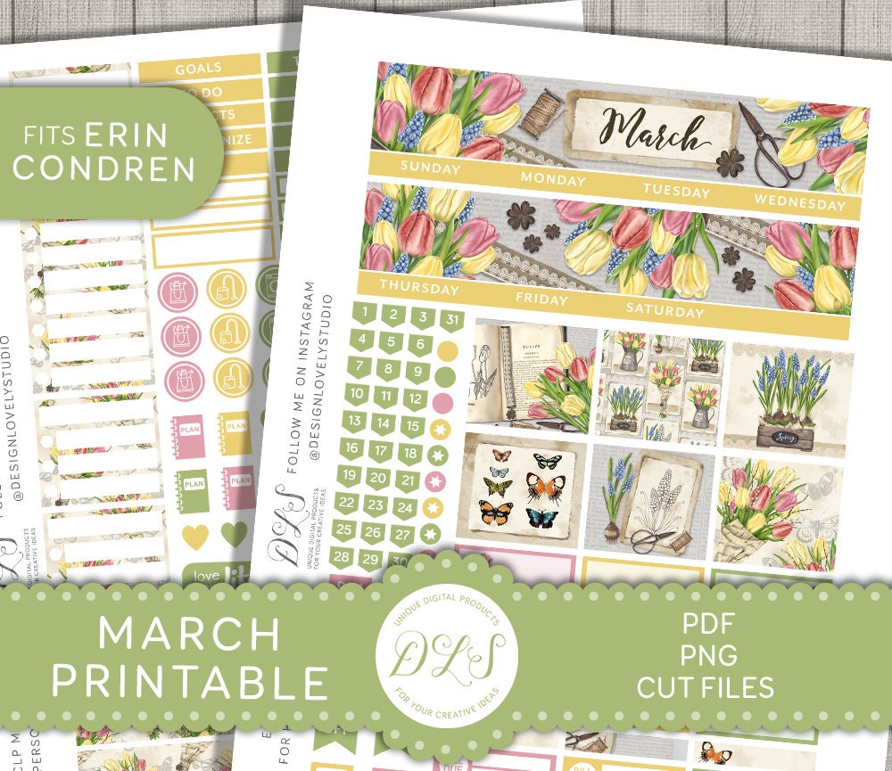 MARCH Monthly Planner Stickers Printable March Monthly Kit - Etsy