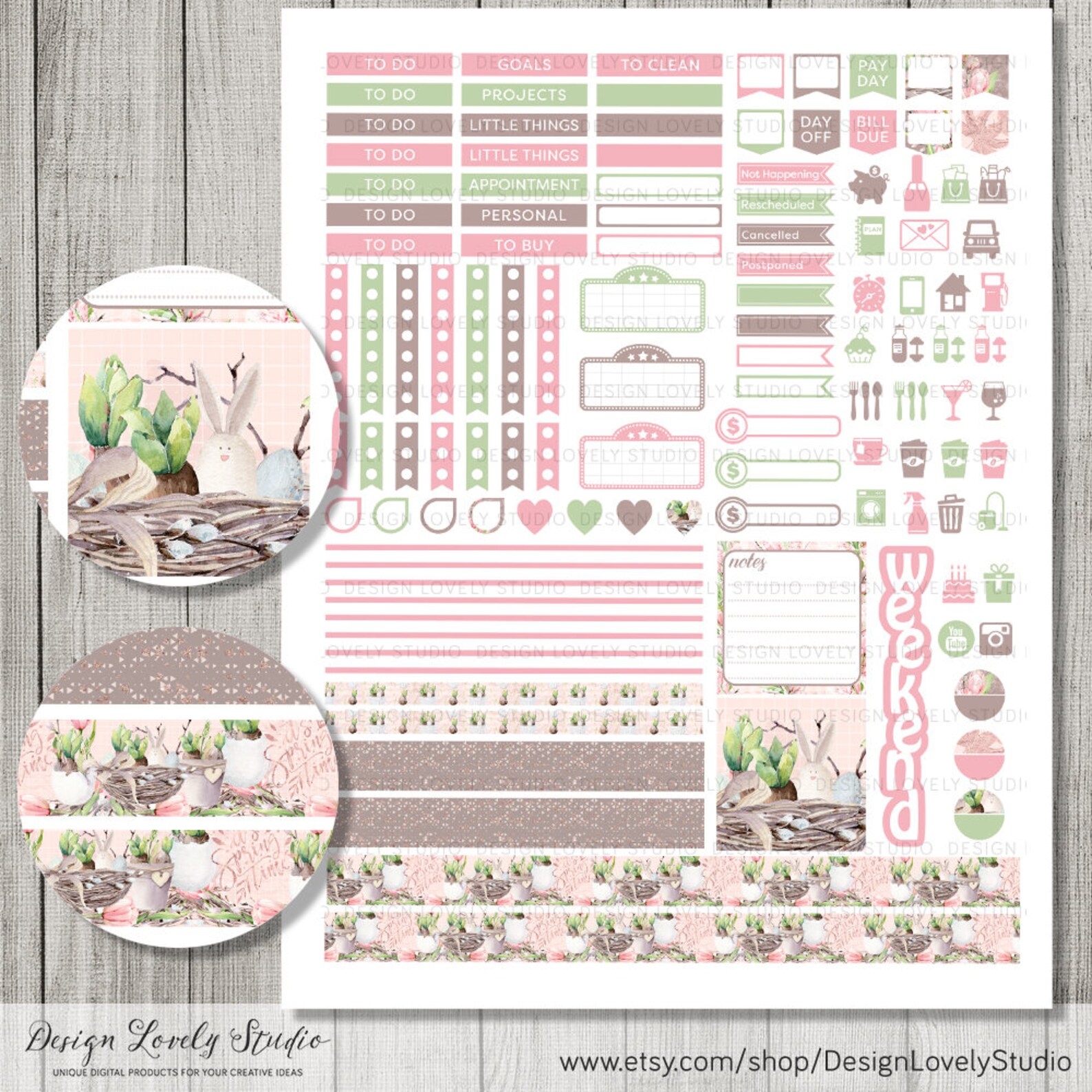 Mini Happy Planner Easter Stickers Printable Easter Planner - Etsy