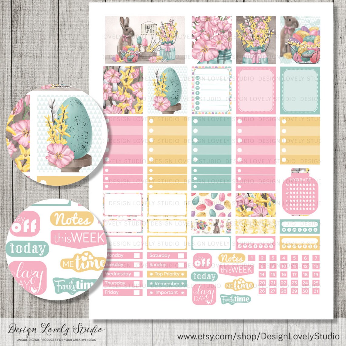 Printable EASTER Planner Stickers Kit, Mini Happy Planner Easter ...