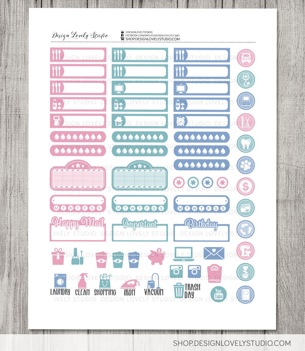 Beach Day Planner Stickers Big Happy Planner Printable - Etsy