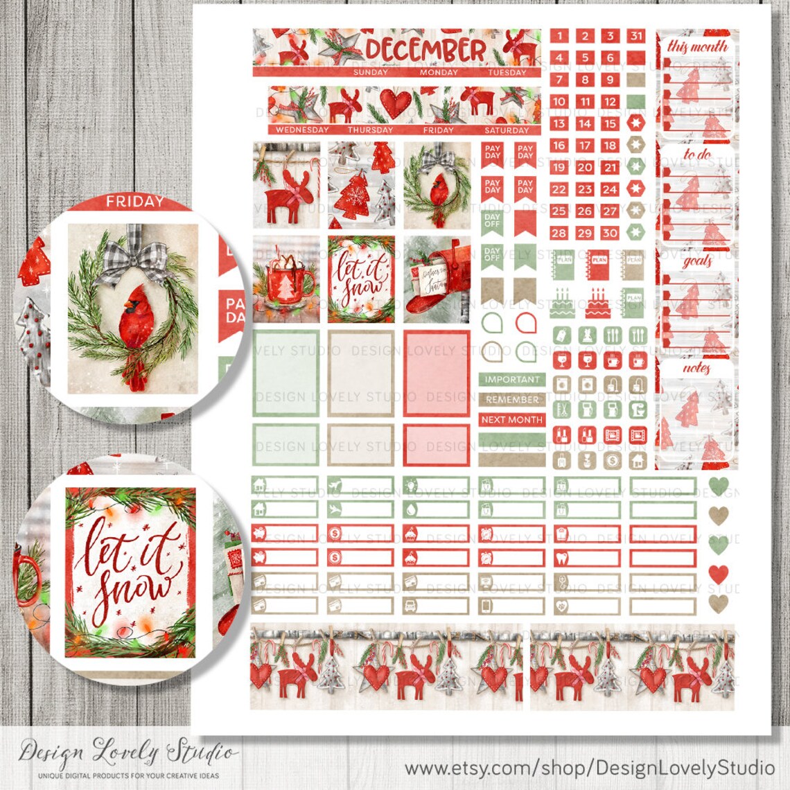 Printable DECEMBER Monthly Kit, Mini Happy Planner December Planner ...