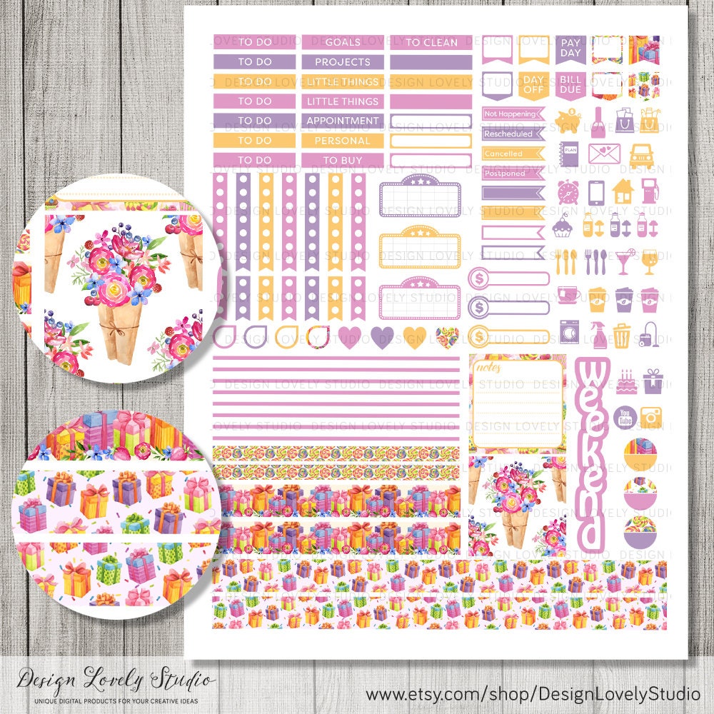 Birthday Planner Stickers Mini Happy Planner Printable - Etsy