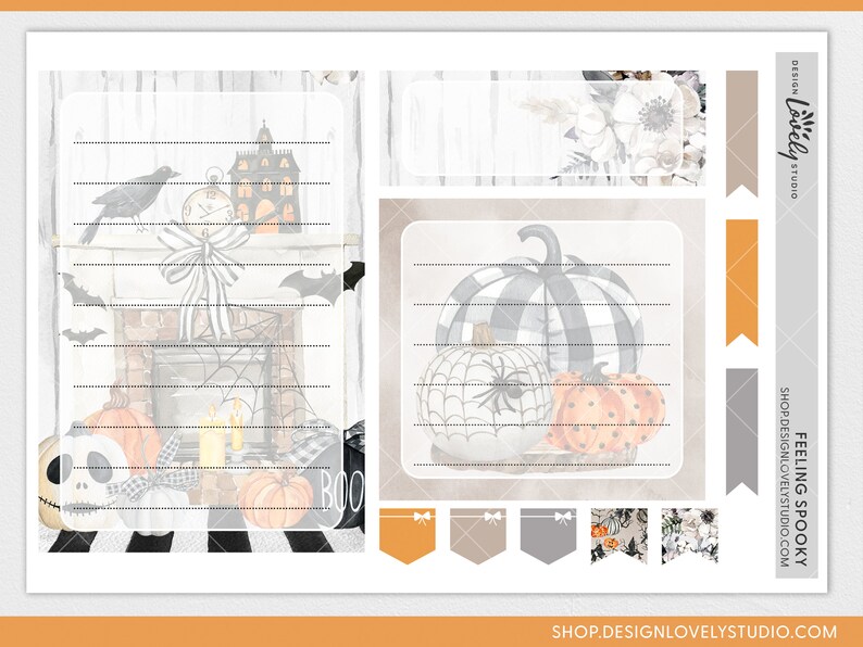 October Notes Page Kit Printable Planner Stickers Monthly - Etsy