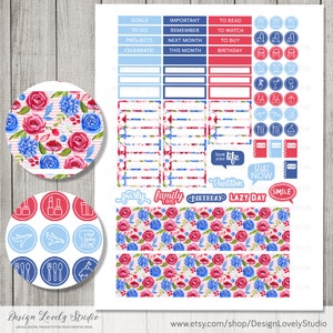 JULY Planner Stickers, Happy Planner Printable Stickers, July Monthly ...