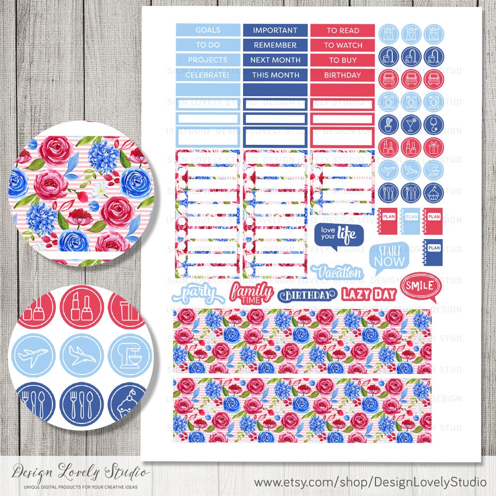JULY Planner Stickers Happy Planner Printable Stickers July - Etsy
