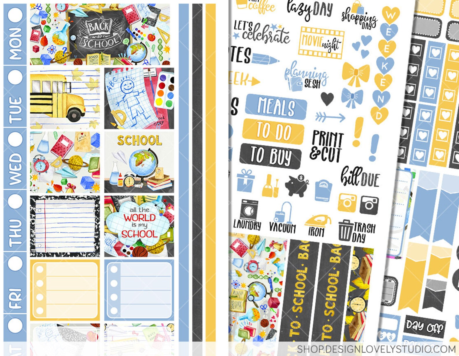 Printable BACK TO SCHOOL Planner Stickers Kit Hobonichi Weeks | Etsy