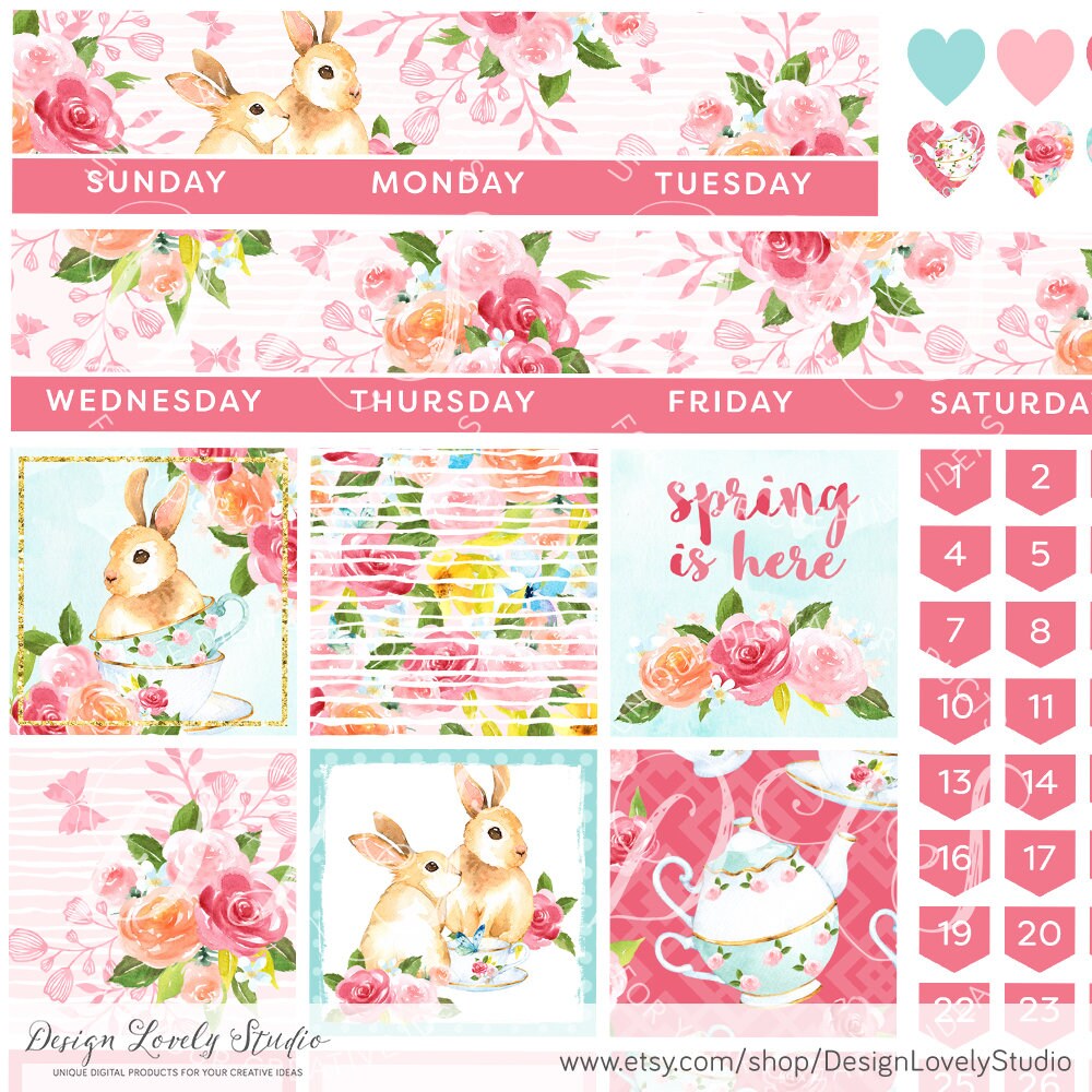 Printable SPRING Monthly Planner Stickers Big Happy Planner - Etsy