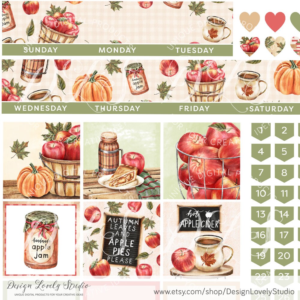 PRINTABLE Fall Planner Stickers Happy Planner Monthly Kit - Etsy