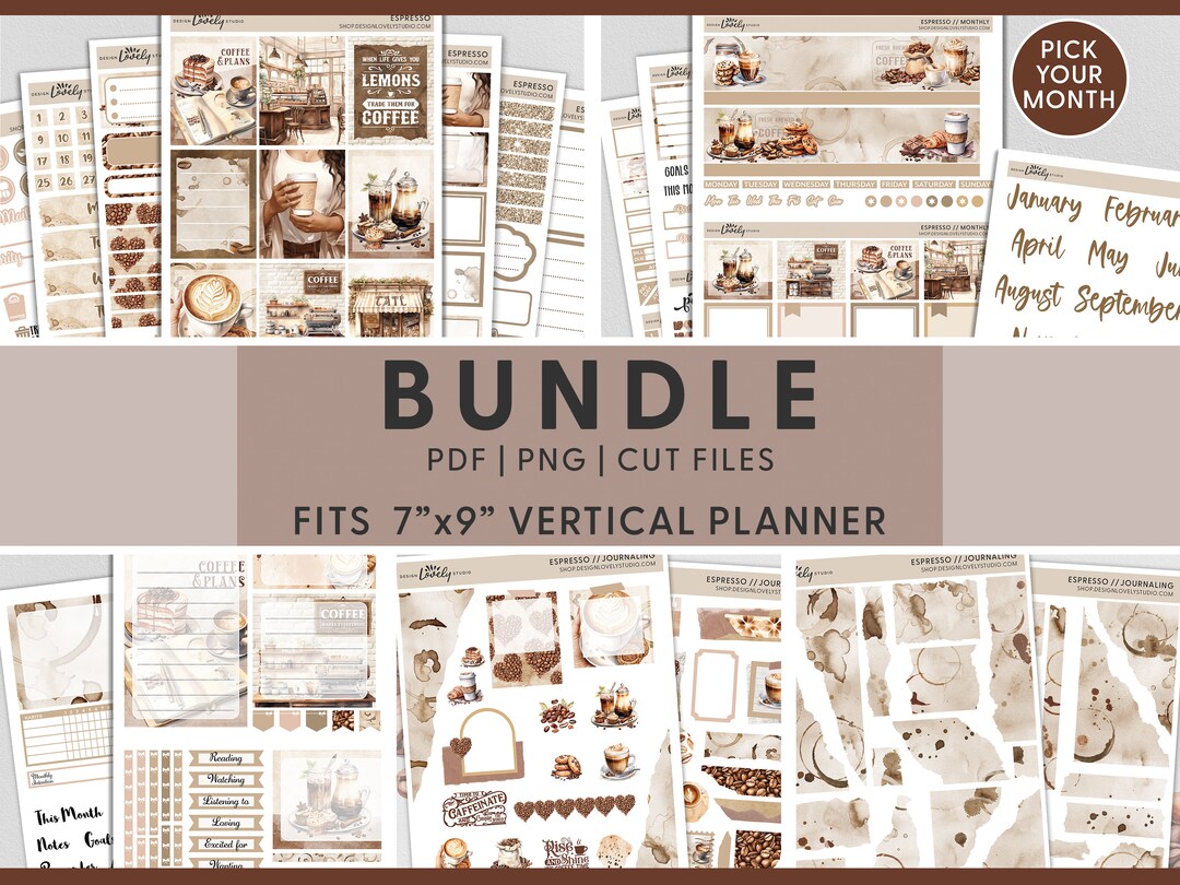 Printable Coffee Lover Planner Stickers Bundle, Coffee Themed Stickers ...