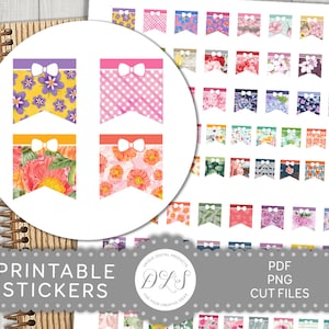 Printable Flags Planner Stickers, Floral Flags Planner Stickers ...